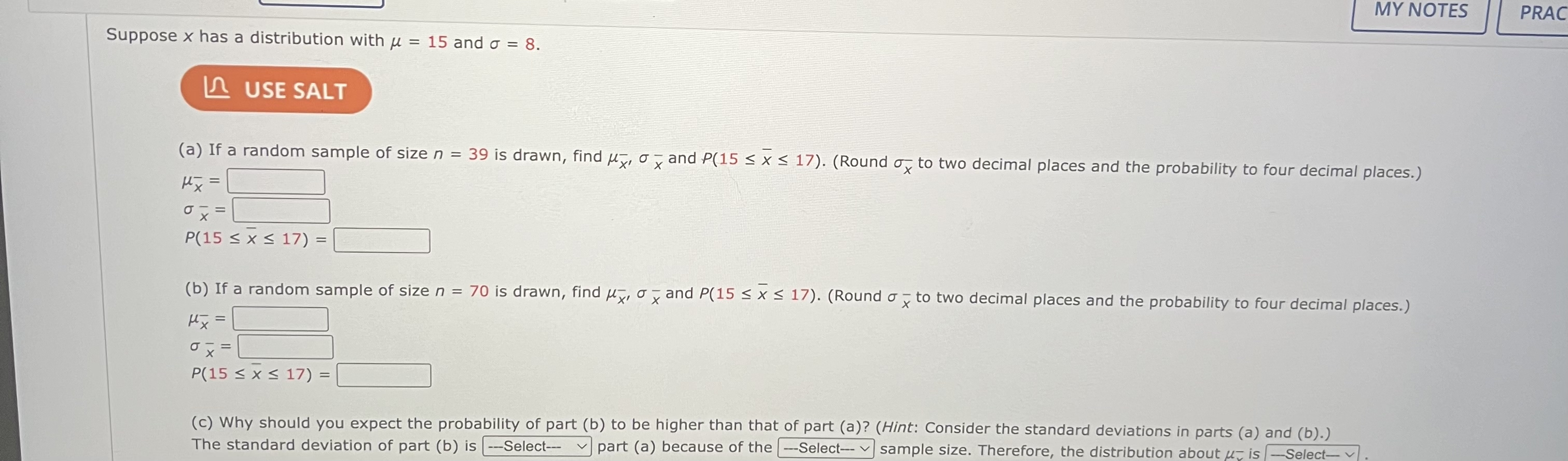 Solved Suppose x ﻿has a distribution with μ=15 ﻿and σ=8.(a) | Chegg.com