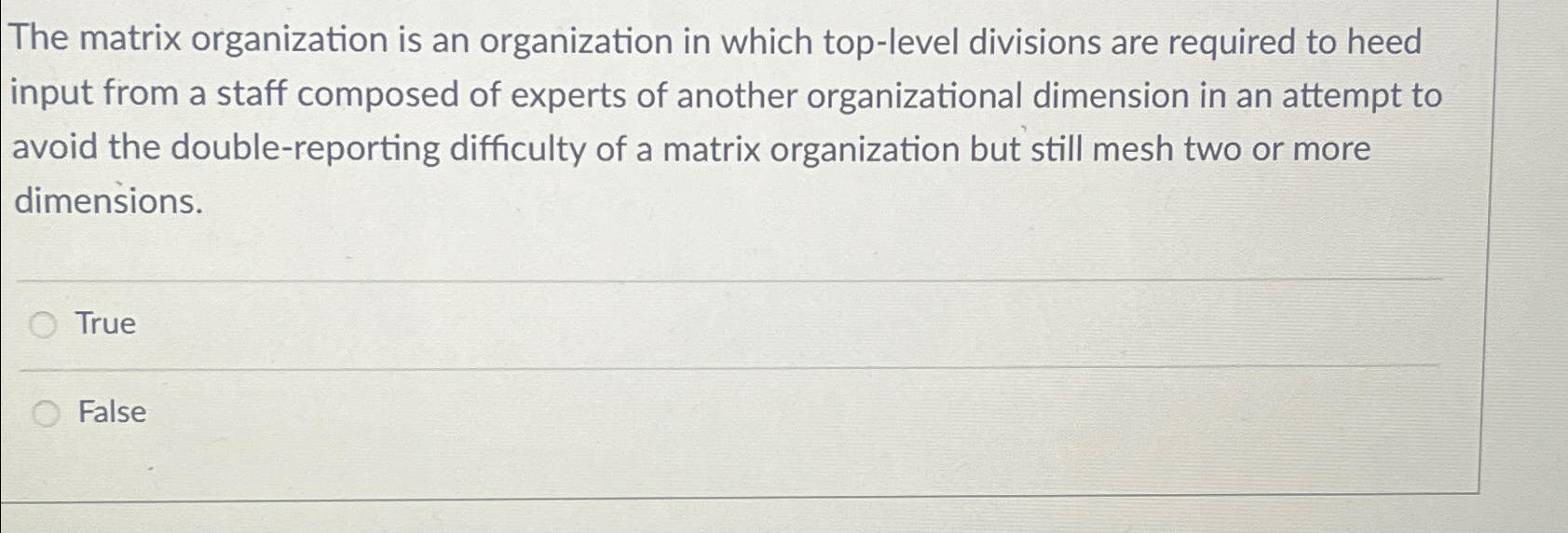 Solved The matrix organization is an organization in which | Chegg.com