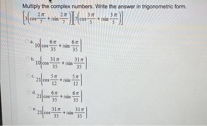 Solved Find the trigonometric form of the complex number | Chegg.com