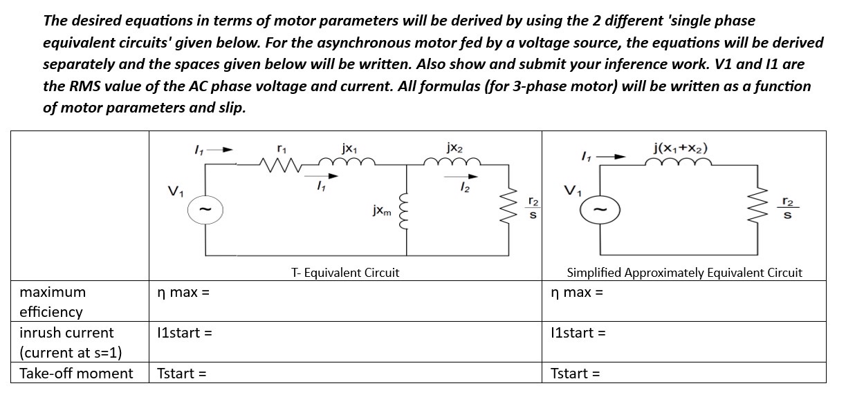 Solved The desired equations in terms of motor parameters | Chegg.com