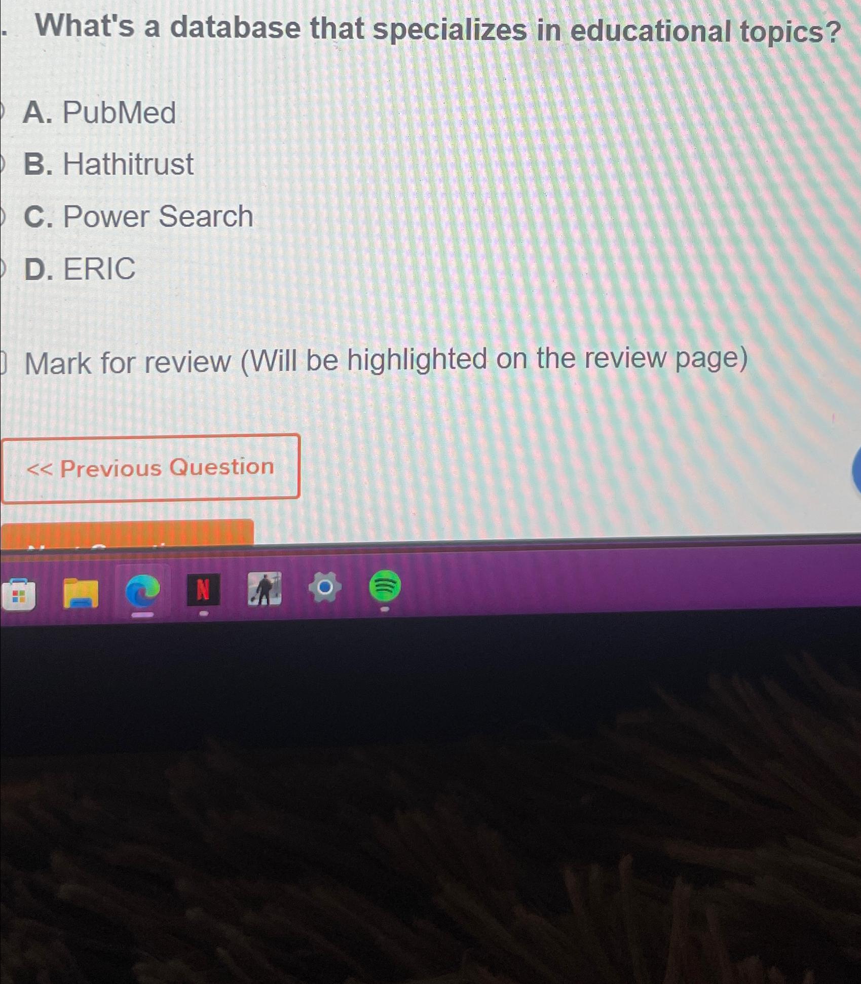 Solved What's a database that specializes in educational | Chegg.com