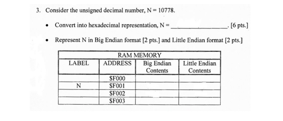 Solved Consider The Unsigned Decimal Number N 10778 Convert