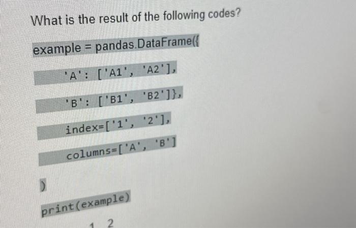 Solved What is the result of the following codes? example = | Chegg.com