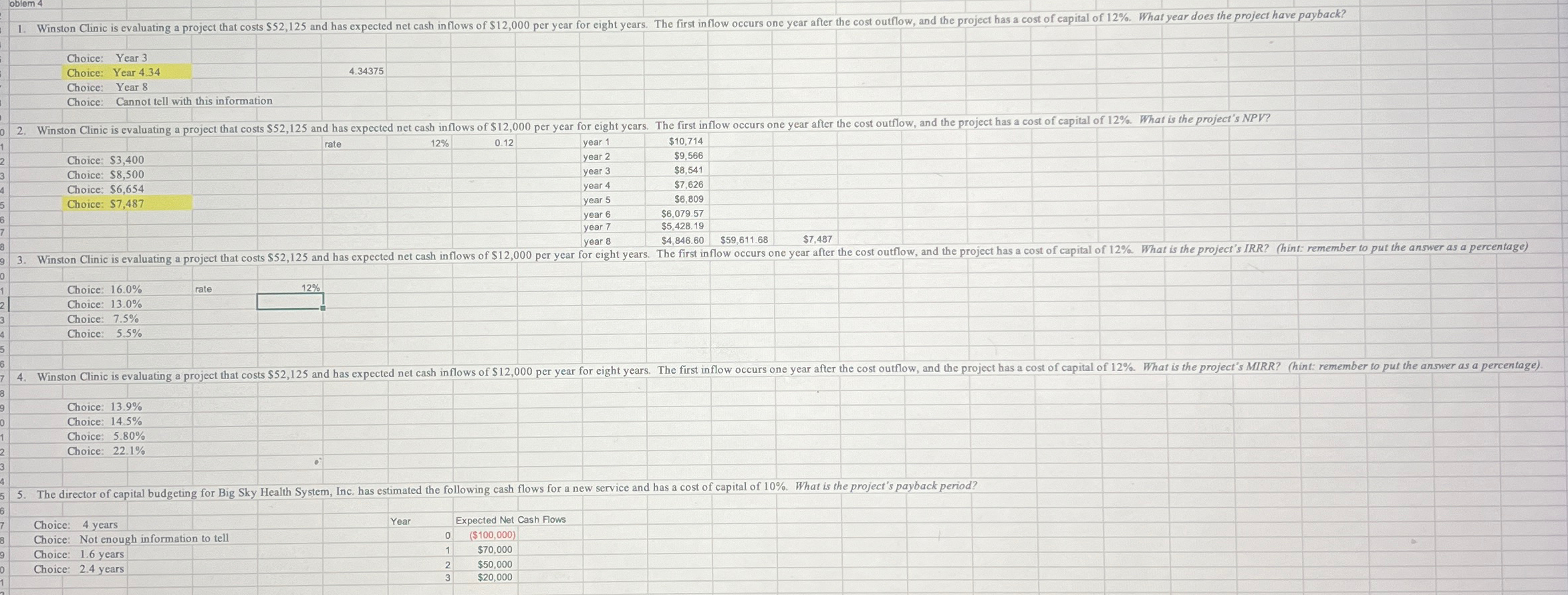 Solved Solve these using Excel formulas. | Chegg.com