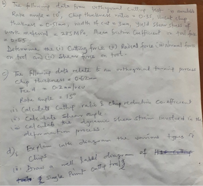 Solved tats og Single Point cutte tool Rake angle well label | Chegg.com