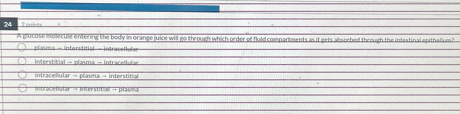 Solved 242 ﻿nointsAgiucose molecule entering the body in | Chegg.com