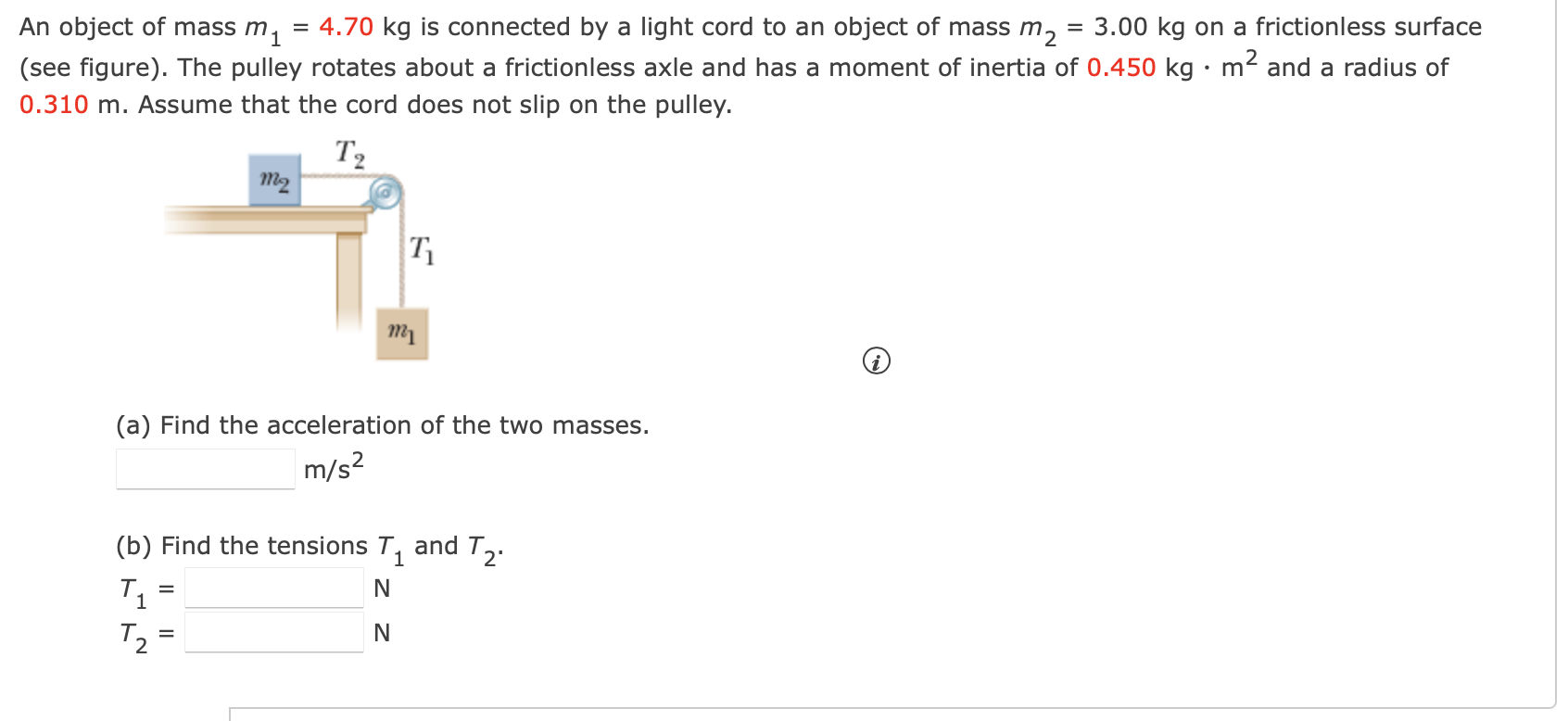 Solved An object of mass m1=4.70kg ﻿is connected by a light | Chegg.com
