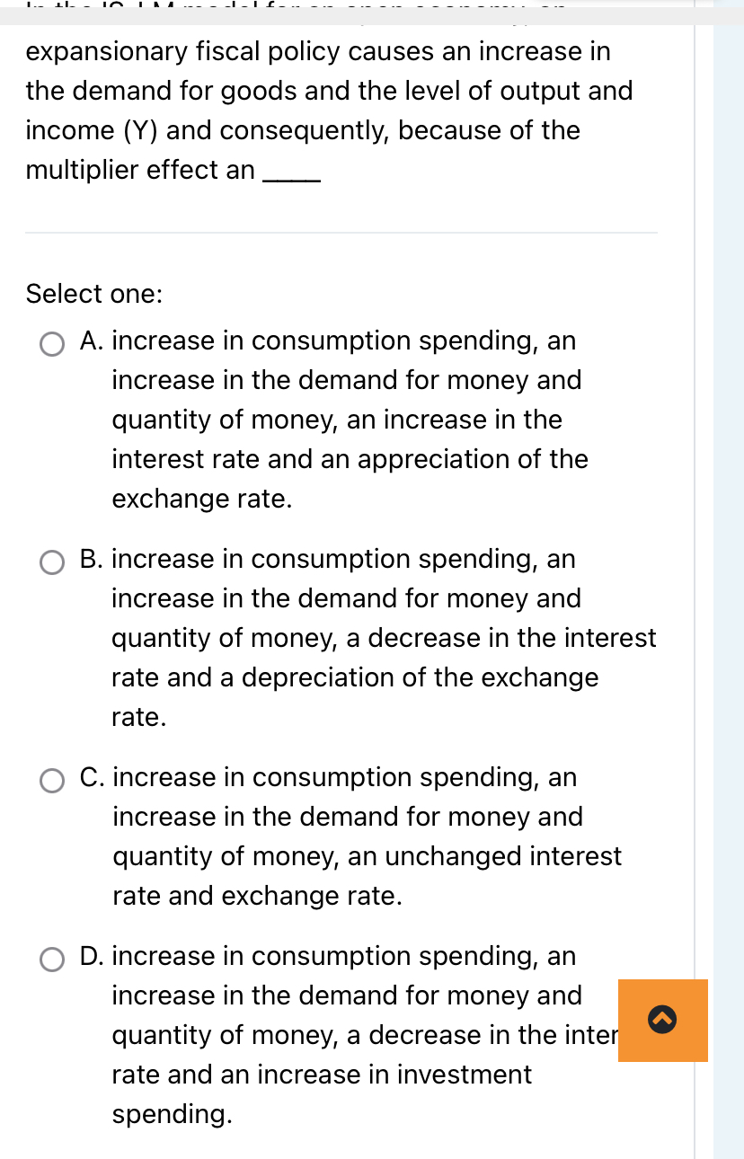 Solved expansionary fiscal policy causes an increase in the | Chegg.com