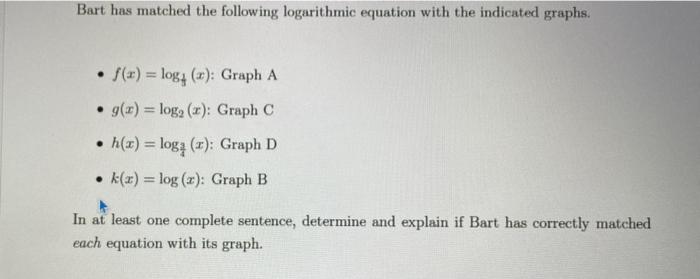 Solved You and Bart are matching the graphs below with the | Chegg.com