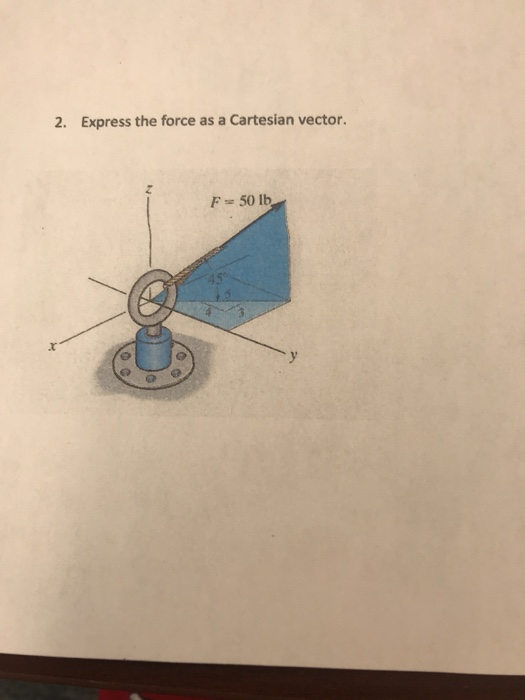 Solved 2. Express the force as a Cartesian vector. F 50 lb | Chegg.com