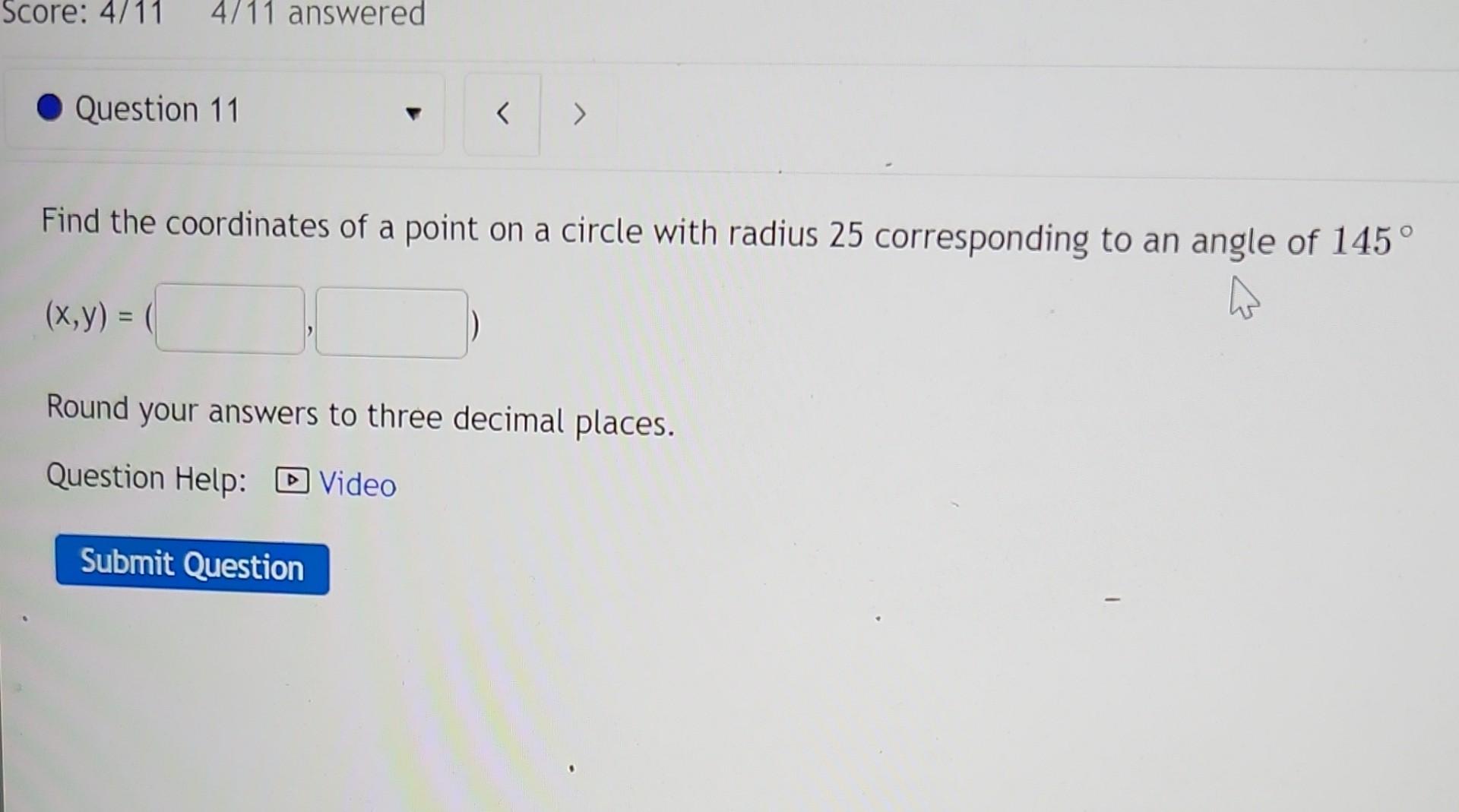 Solved Find the coordinates of a point on a circle with | Chegg.com