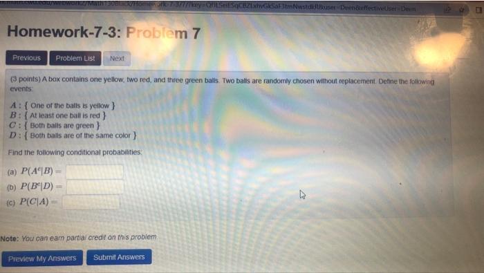 Solved A box contains one yellow, two red, and three green | Chegg.com
