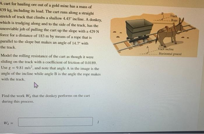 Solved unenviable job of pulling the cart up the slope with | Chegg.com