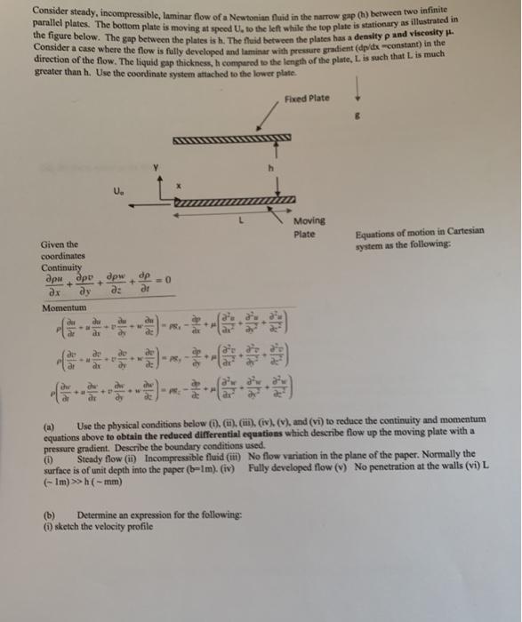 Solved Consider steady, incompressible, laminar flow of a | Chegg.com