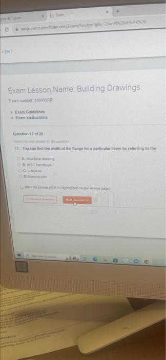 Exam Lesson Name: Building Drawings Exam Quidelines | Chegg.com