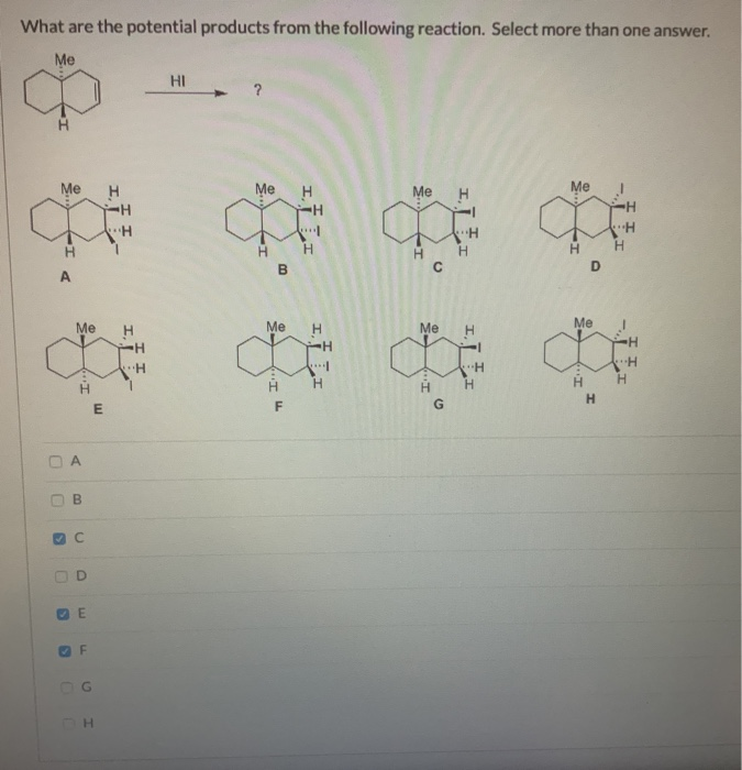 Solved What are the potential products from the following | Chegg.com