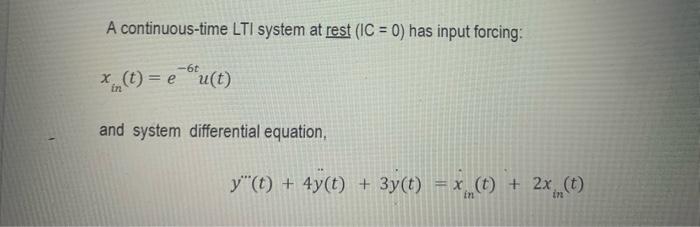 Solved A continuous-time LTI system at rest (IC=0) has input | Chegg.com