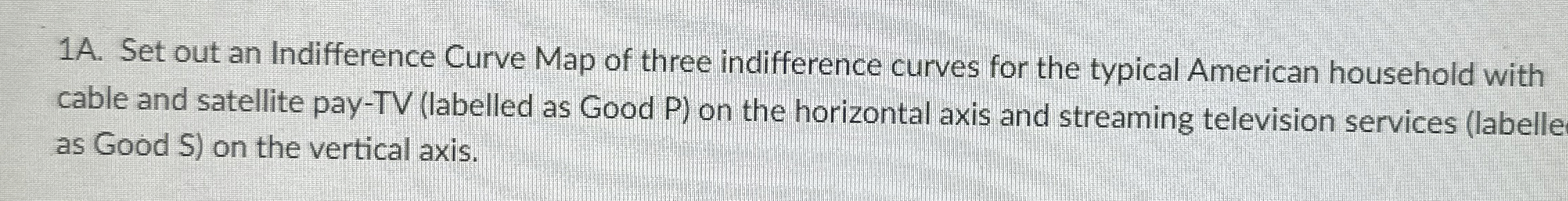 Solved 1A. ﻿Set out an Indifference Curve Map of three | Chegg.com