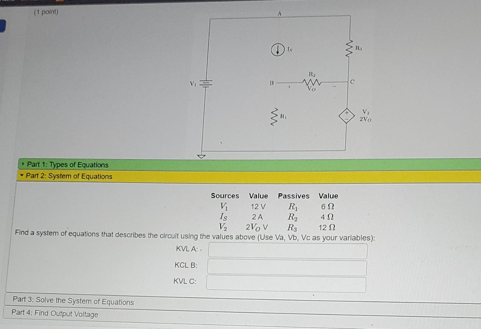 Solved (1 point) - Part 1: Types of Equations - Part 2: | Chegg.com