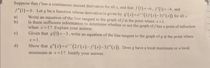 Solved Suppose that f has a continuous second derivative for | Chegg.com