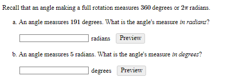 Solved Recall that an angle making a full rotation measures | Chegg.com