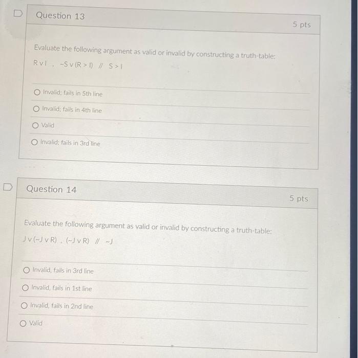 D Question 13 5 pts Evaluate the following argument | Chegg.com