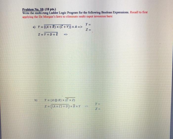 Solved Problem No. 9: (18 pts.) Derive the Boolean | Chegg.com