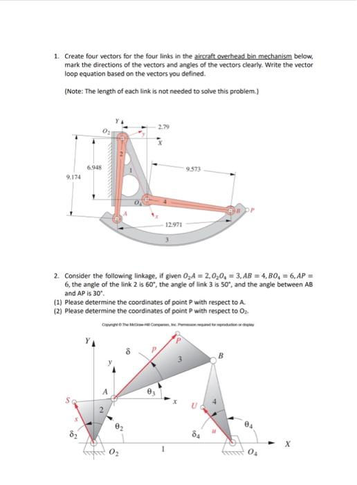 Solved 1. Create four vectors for the four links in the | Chegg.com