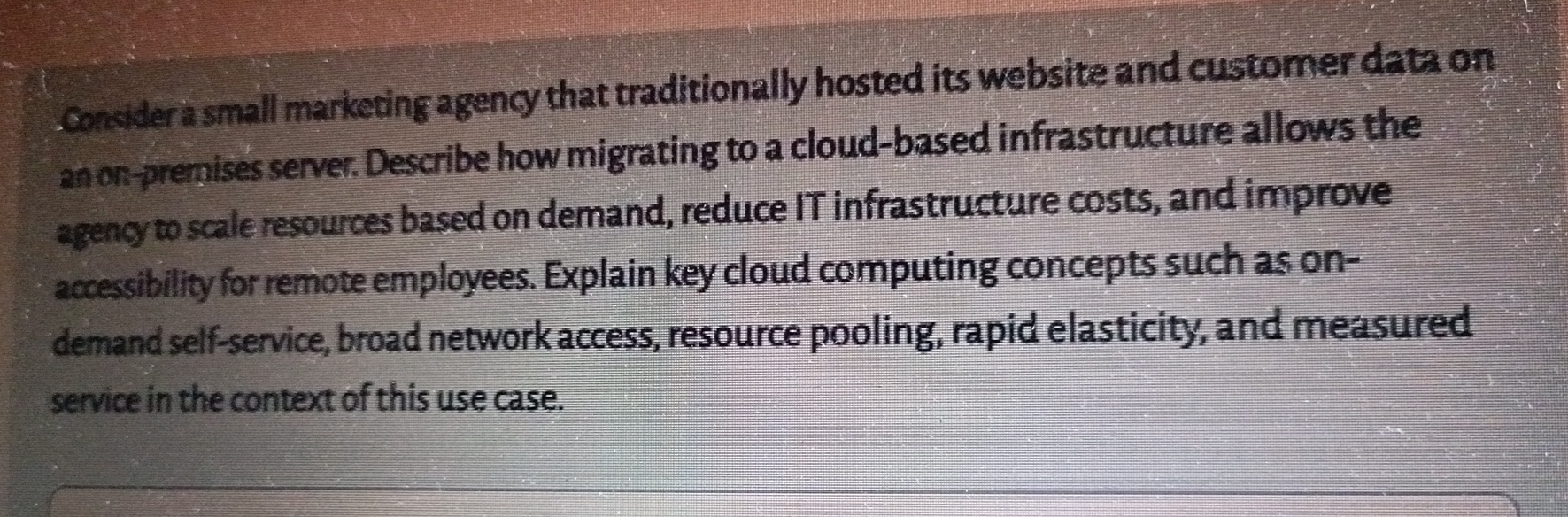Solved Considera small marketing agency that traditionally | Chegg.com