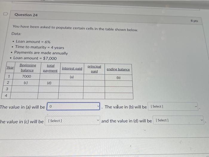 Solved You have been asked to populate certain cells in the | Chegg.com