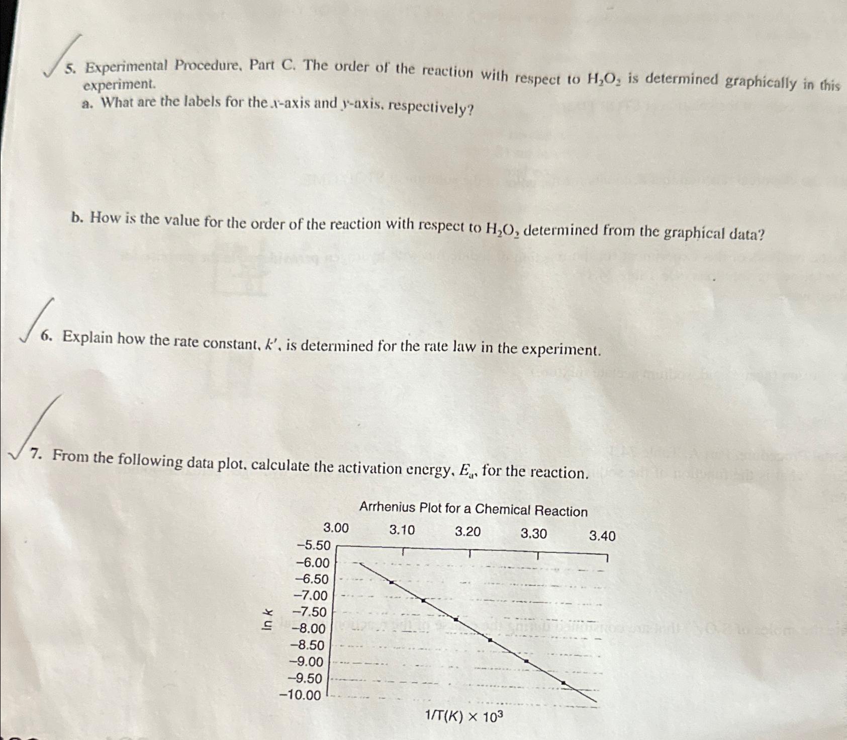 Solved Experimental Procedure, Part C. ﻿The order of the | Chegg.com