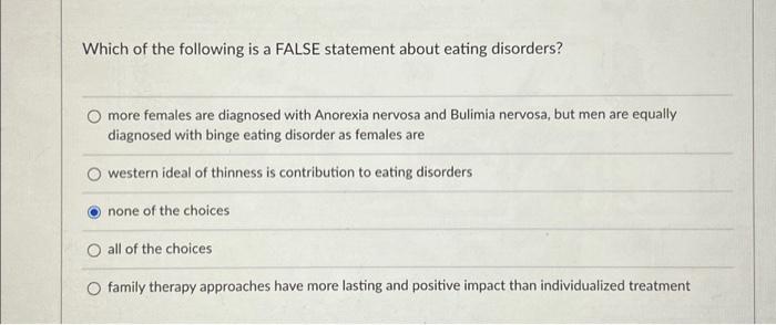 Solved Which of the following is a FALSE statement about | Chegg.com