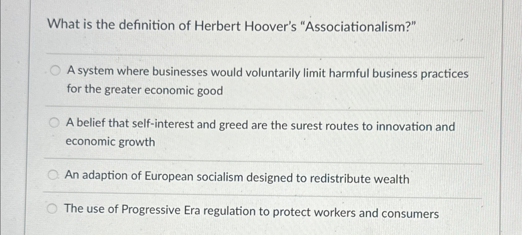 Solved What is the definition of Herbert Hoover's | Chegg.com