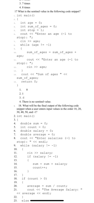 Solved 3. 7 times 4.8 times 17 What is the sentinel value in | Chegg.com