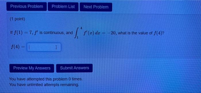 Solved Previous Problem Problem List Next Problem 1 Point 