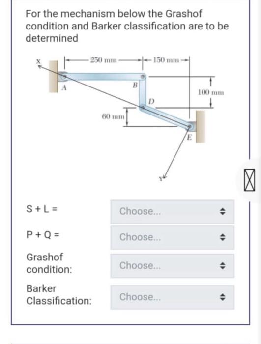 Solved For the mechanism below the Grashof condition and | Chegg.com