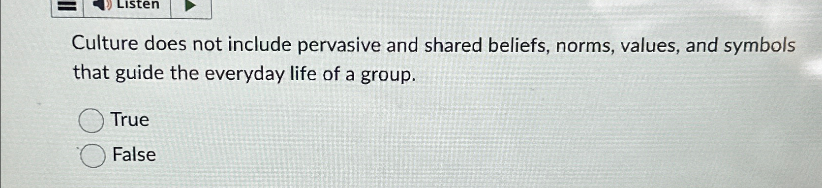 Solved Culture does not include pervasive and shared | Chegg.com