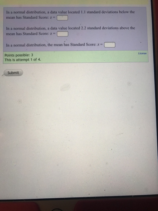 Solved In a normal distribution, a data value located 1.1 | Chegg.com