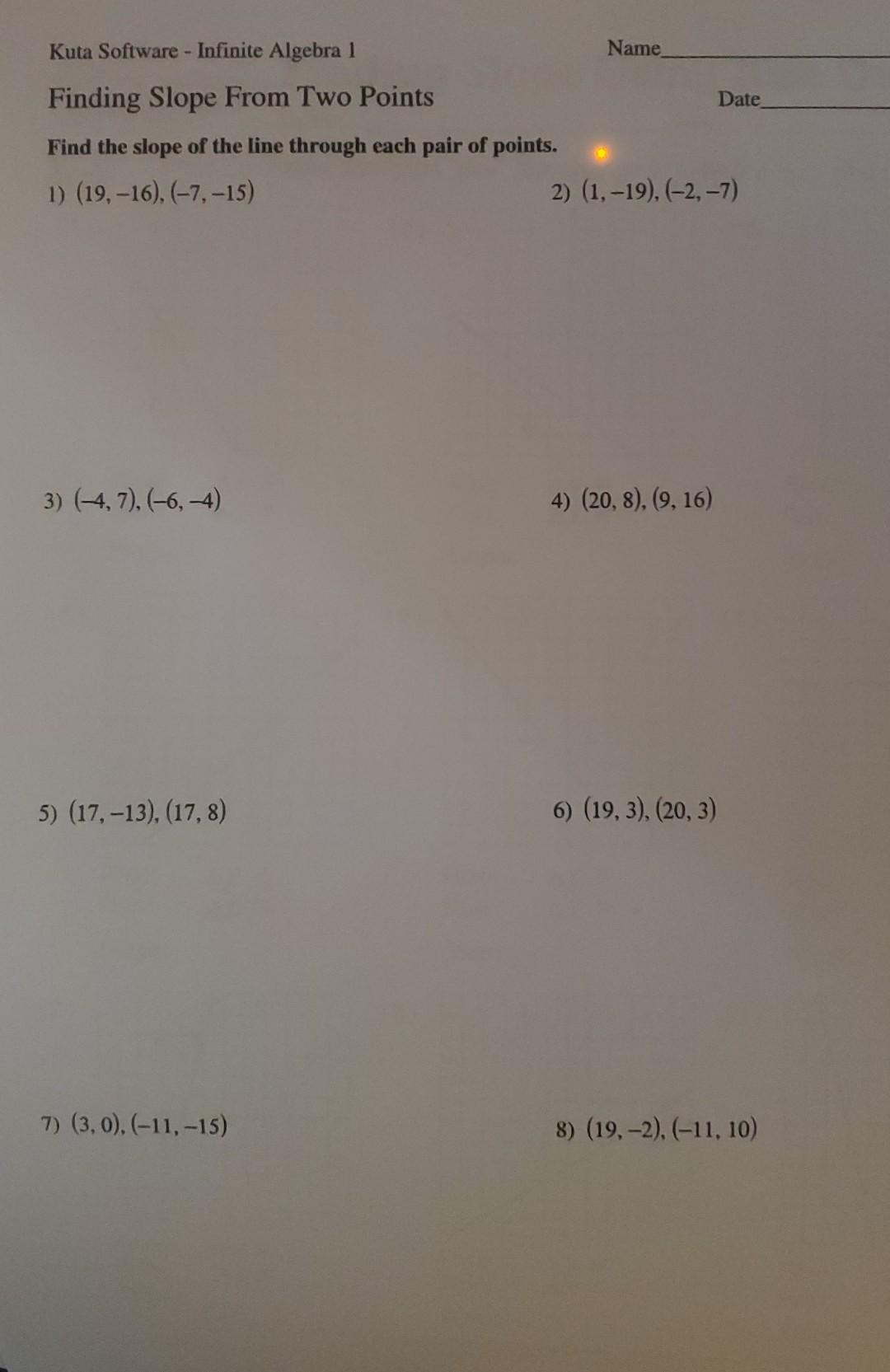 Solved Kuta Software - Infinite Algebra 1 Name Finding Slope | Chegg.com