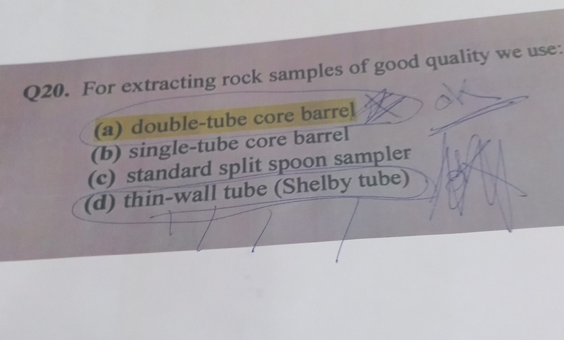 Solved Q20. ﻿For extracting rock samples of good quality we | Chegg.com
