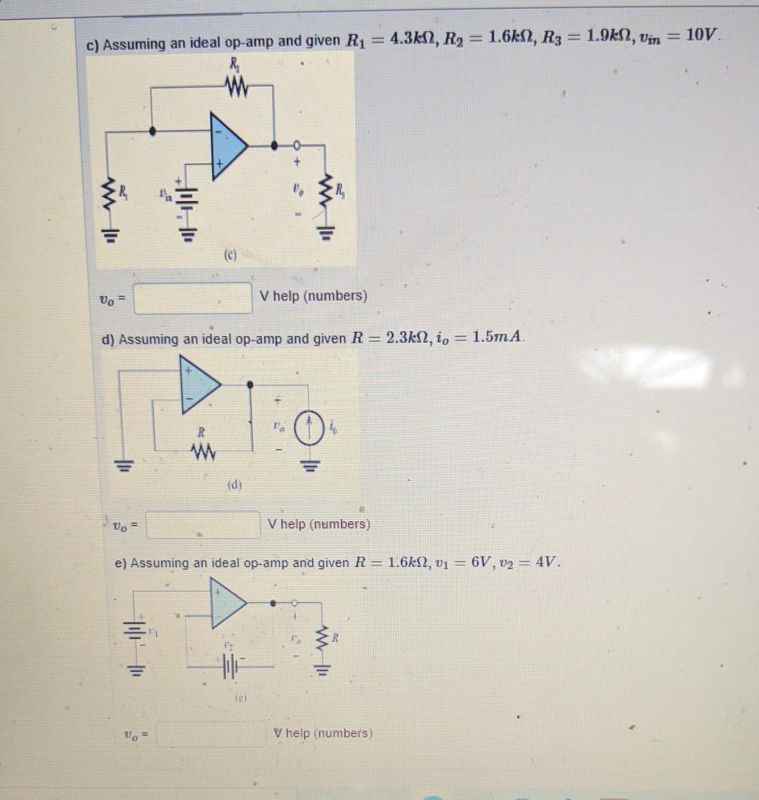 Solved c) Assuming an ideal op-amp and given | Chegg.com