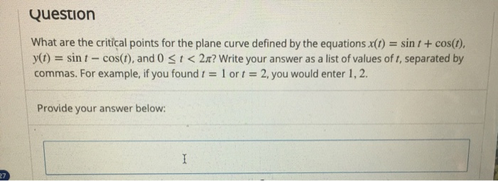 Solved Question What are the critical points for the plane | Chegg.com
