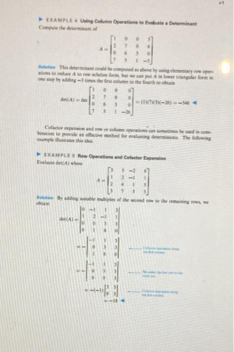 Solved In Exercises 29-30, show that det(A) = 0 without | Chegg.com