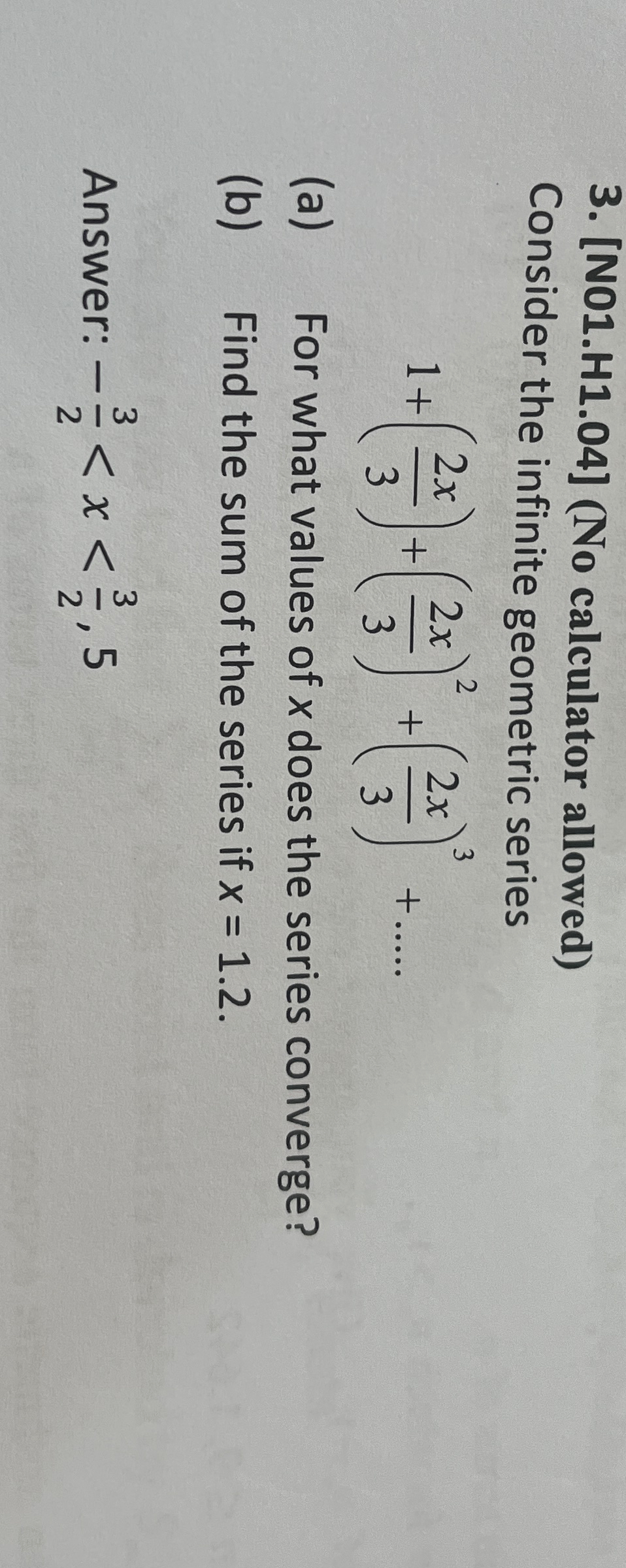 Solved [N01.H1.04] (No calculator allowed)Consider the | Chegg.com