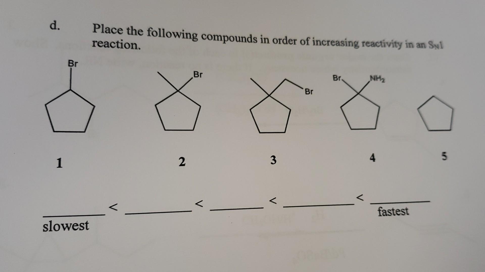 Solved V. a. Place the following compounds in order of | Chegg.com