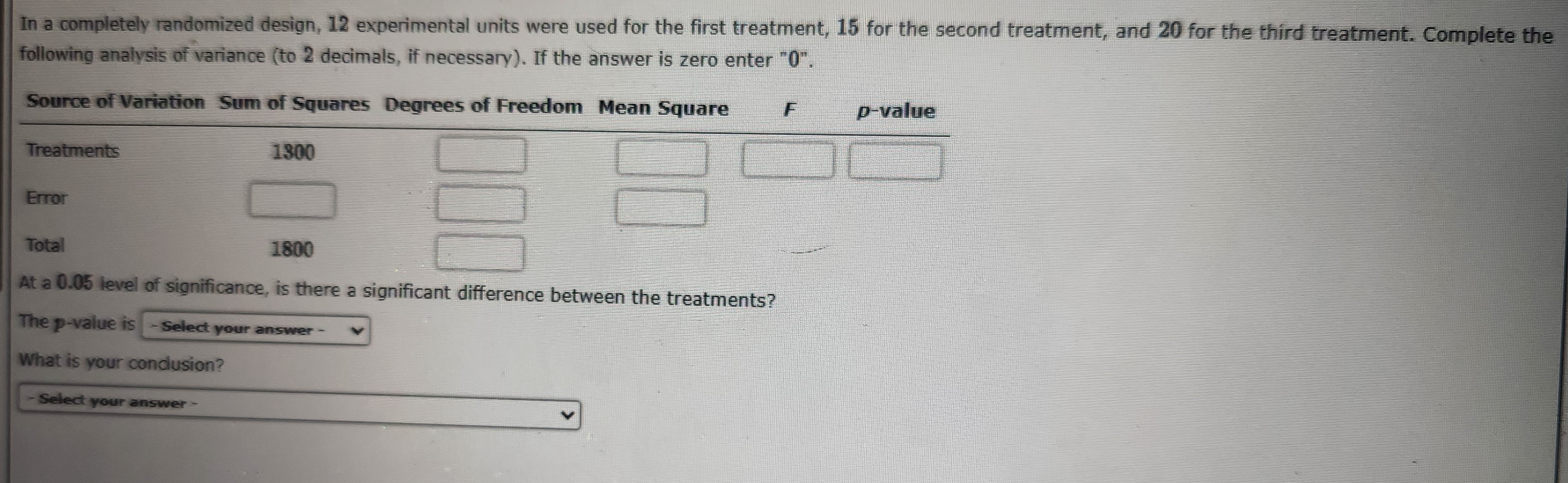 Solved In a completely randomized design, 12 ﻿experimental | Chegg.com