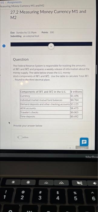 Solved 01 Assignments Measuring Money Currency M1 and M2 | Chegg.com