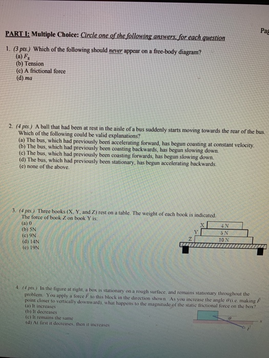 Solved PART 1: Multiple Choice: Circle one of the following | Chegg.com