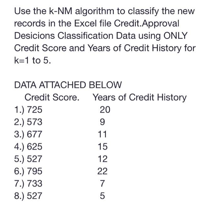 Solved Use the k-NM algorithm to classify the new records in | Chegg.com