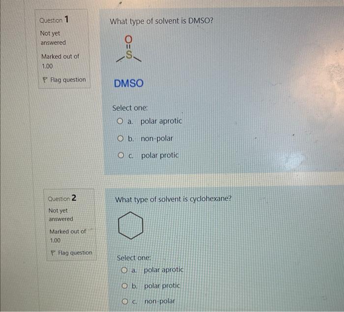 Solved What type of solvent is DMSO? DMSO Select one: a. | Chegg.com